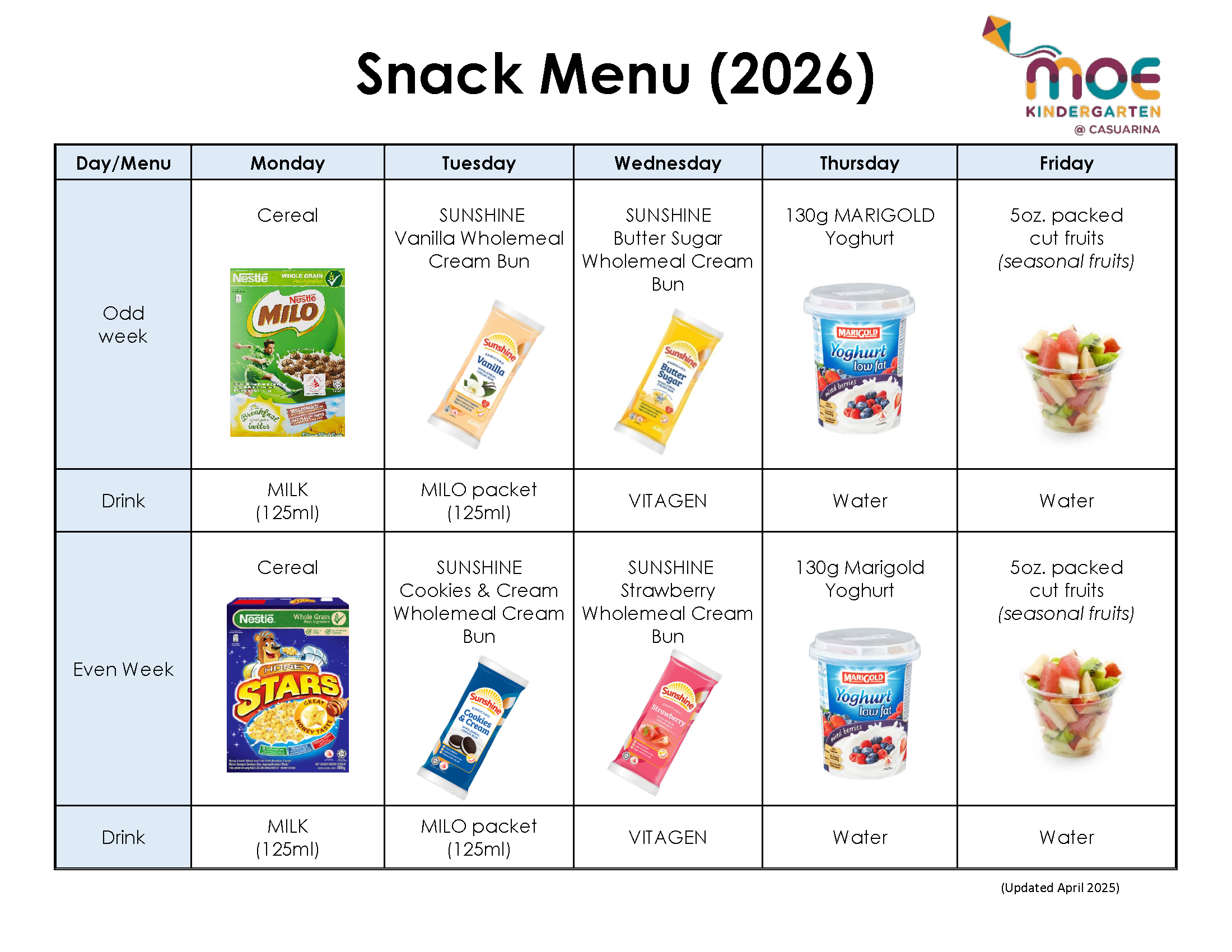 Snack Menu